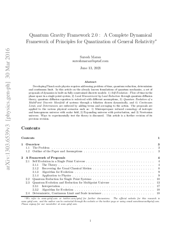 (PDF) Quantum Gravity Framework 2.0 : A Complete Dynamical Framework of ...