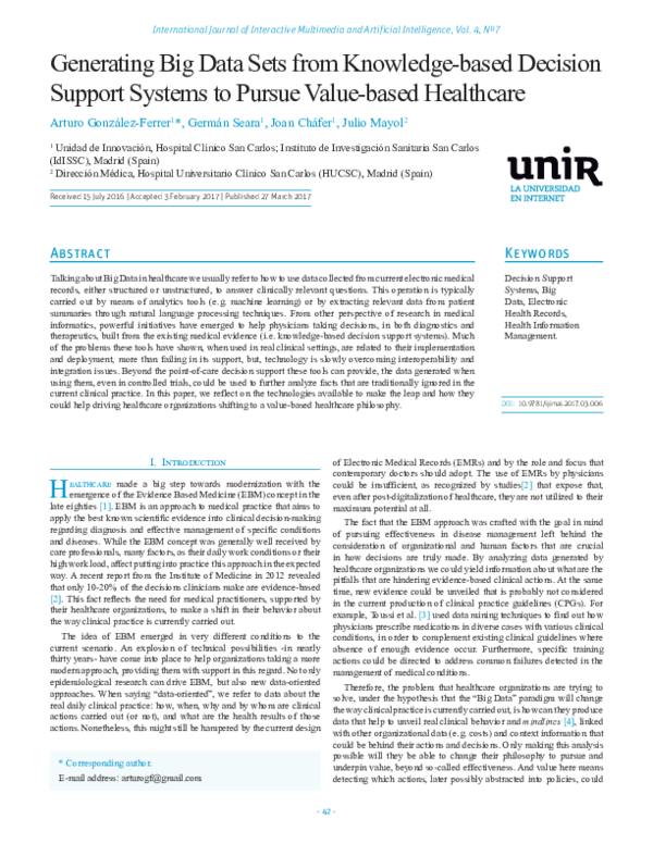 (PDF) Generating Big Data Sets from Knowledge-based Decision Support ...