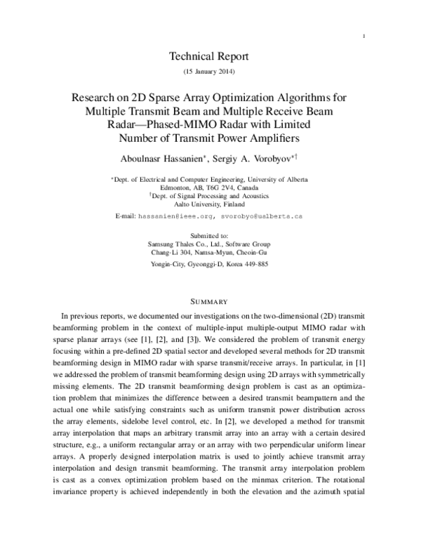 Pdf Research On 2d Sparse Array Optimization Algorithms For Multiple