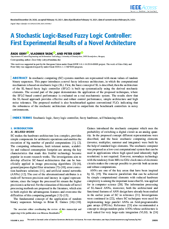 (PDF) A Stochastic Logic-Based Fuzzy Logic Controller: First Experimental Results of a Novel ...