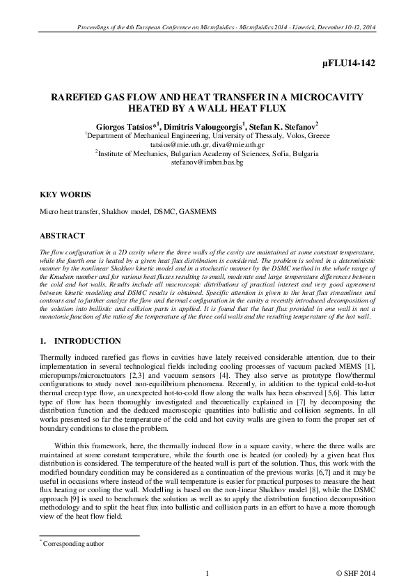 (PDF) Rarefied Gas Flow and Heat Transfer in a Microcavity Heated by a ...