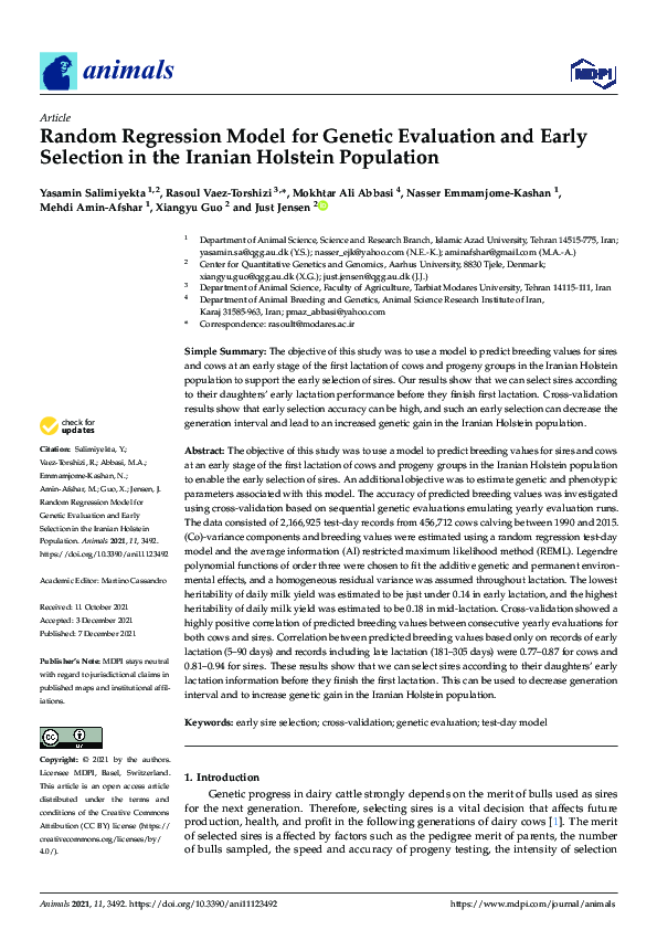(PDF) Random Regression Model for Genetic Evaluation and Early ...