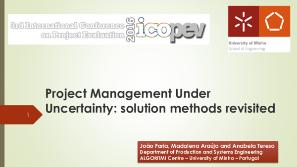 (PDF) Project management under uncertainty: Solution methods revisited