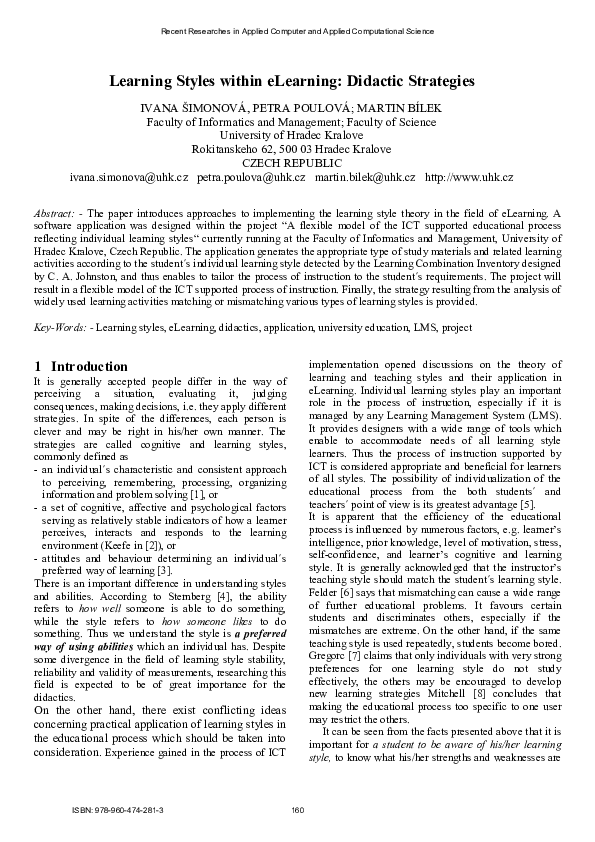 (PDF) Learning styles within eLearning: didactic strategies