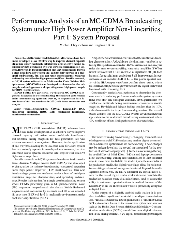 (PDF) Performance analysis of an MC-CDMA broadcasting system under high ...