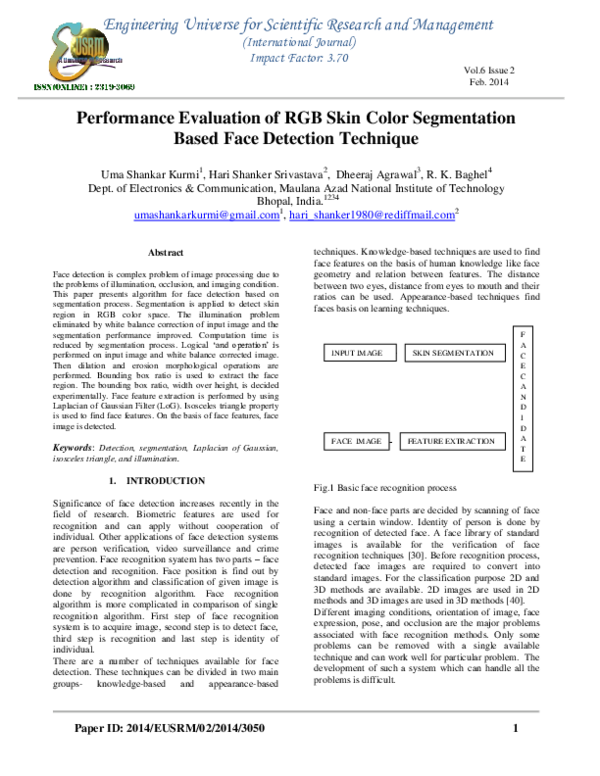 (PDF) Performance Evaluation of RGB Skin Color Segmentation Based Face ...