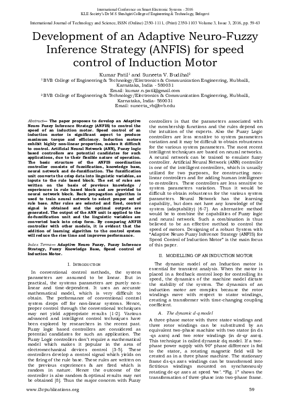 (PDF) Development of an Adaptive Neuro-Fuzzy Inference Strategy (ANFIS) for speed control of ...