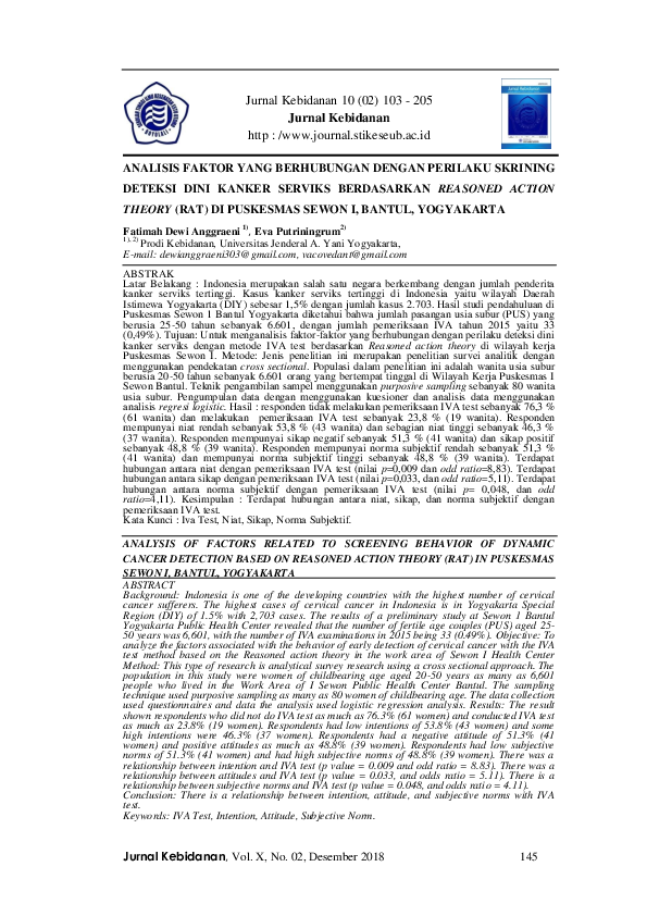 (PDF) Analisis Faktor Yang Berhubungan Dengan Perilaku Seks Pranikah Pada Remaja Yang Tinggal DI ...