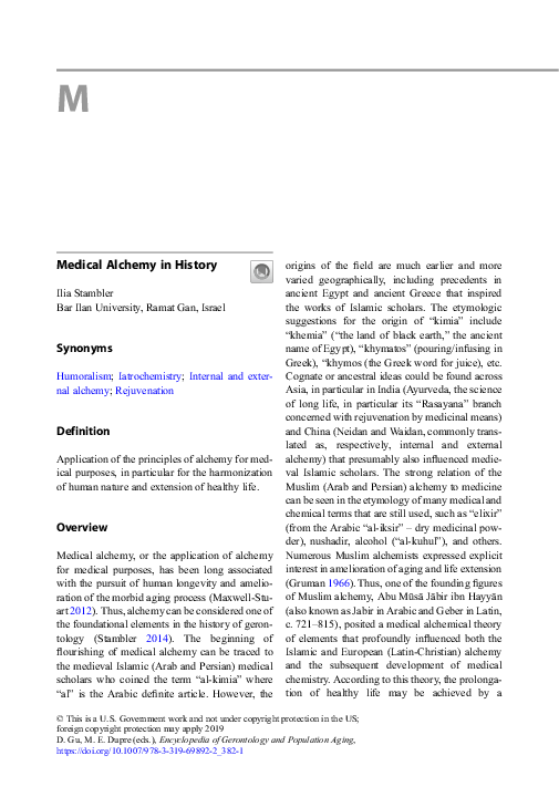 (PDF) Medical Alchemy in History