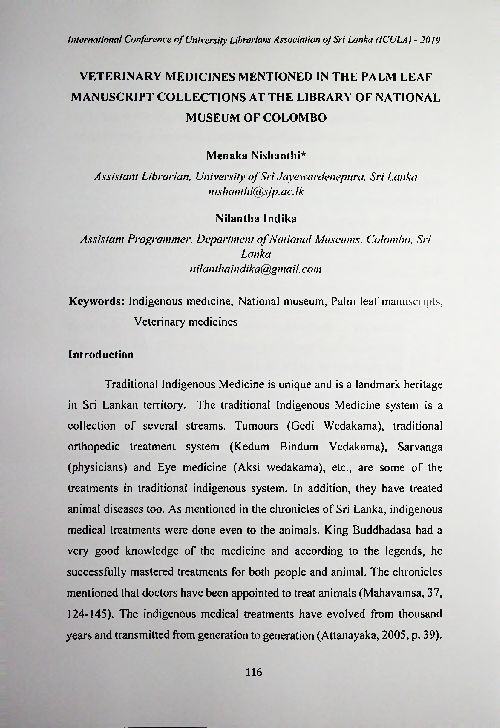 (PDF) Veterinary medicines mentioned in the palm leaf manuscript ...