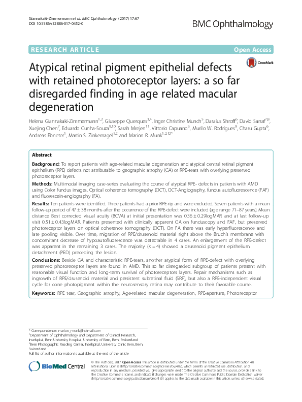 (PDF) Atypical retinal pigment epithelial defects with retained ...