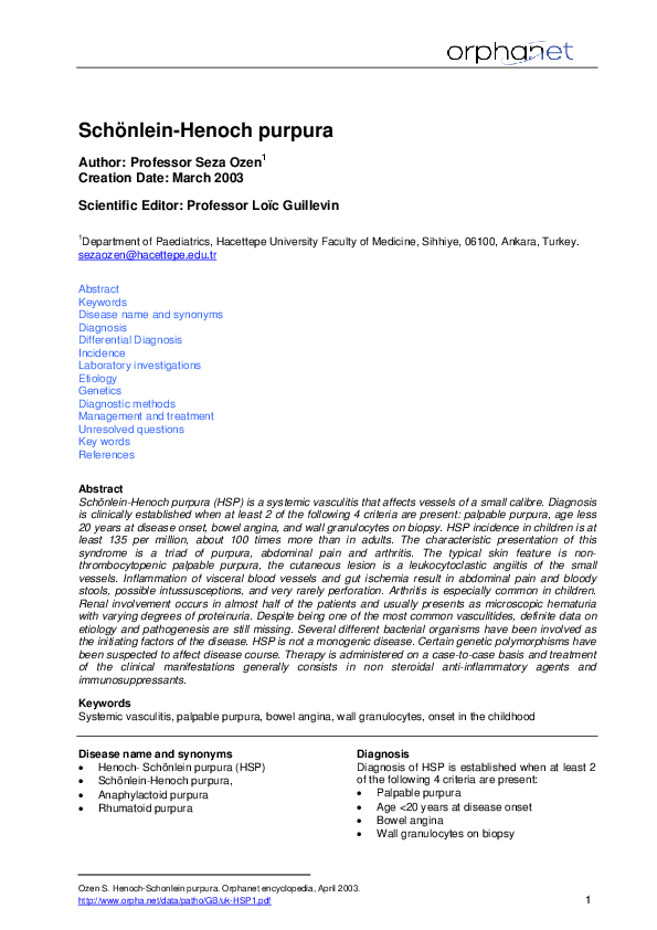 (PDF) Schönlein-Henoch purpura