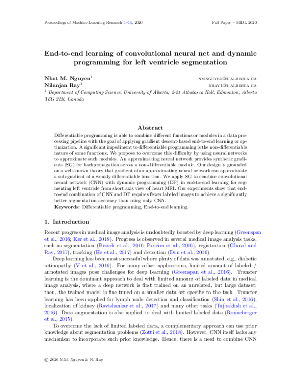 (PDF) End-to-end Learning of Convolutional Neural Net and Dynamic Programming for Left Ventricle ...
