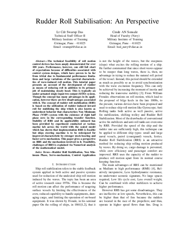 (PDF) Rudder Roll Stabilisation: An Perspective
