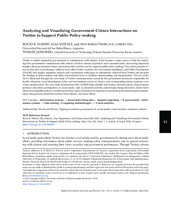 (PDF) Analyzing and Visualizing Government-Citizen Interactions on ...