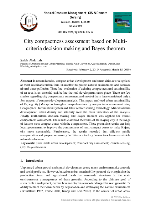 (PDF) City compactness assessment based on Multi-criteria decision ...