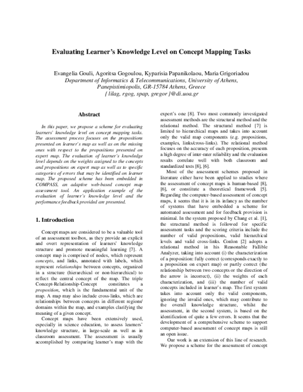 (PDF) Evaluating learner's knowledge level on concept mapping tasks | Kyparisia Papanikolaou ...