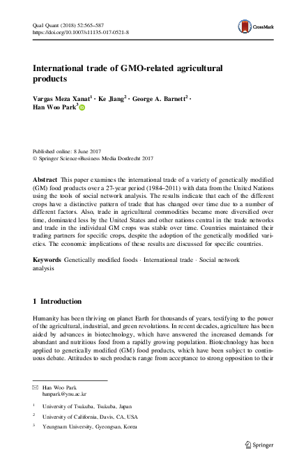 (PDF) International trade of GMO-related agricultural products