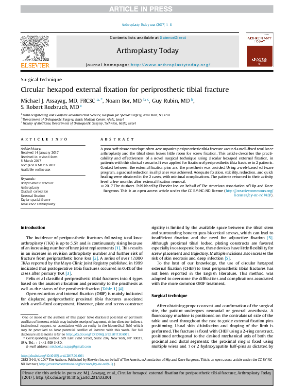 (PDF) Surgical technique Circular hexapod external fi xation for ...