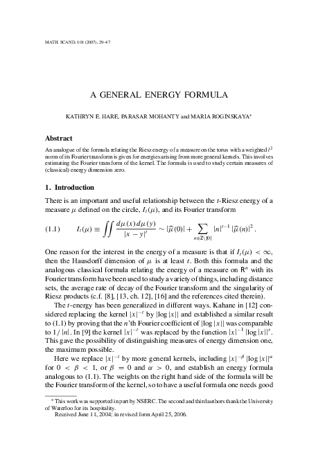 (PDF) A General Energy Formula