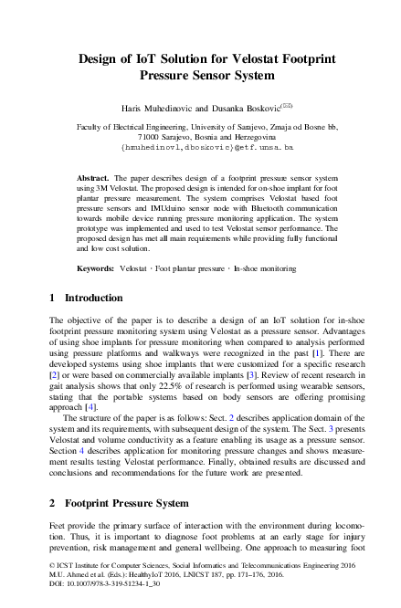 (PDF) Design of IoT Solution for Velostat Footprint Pressure Sensor System
