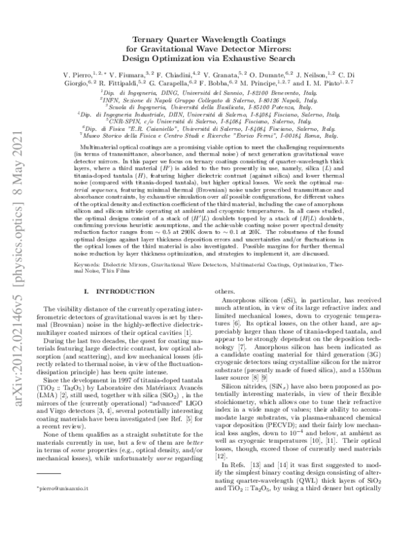 (PDF) Ternary quarter wavelength coatings for gravitational wave ...
