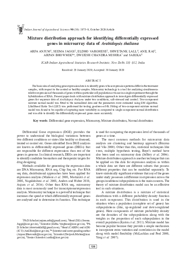 (PDF) Mixture distribution approach for identifying differentially expressed genes in microarray ...