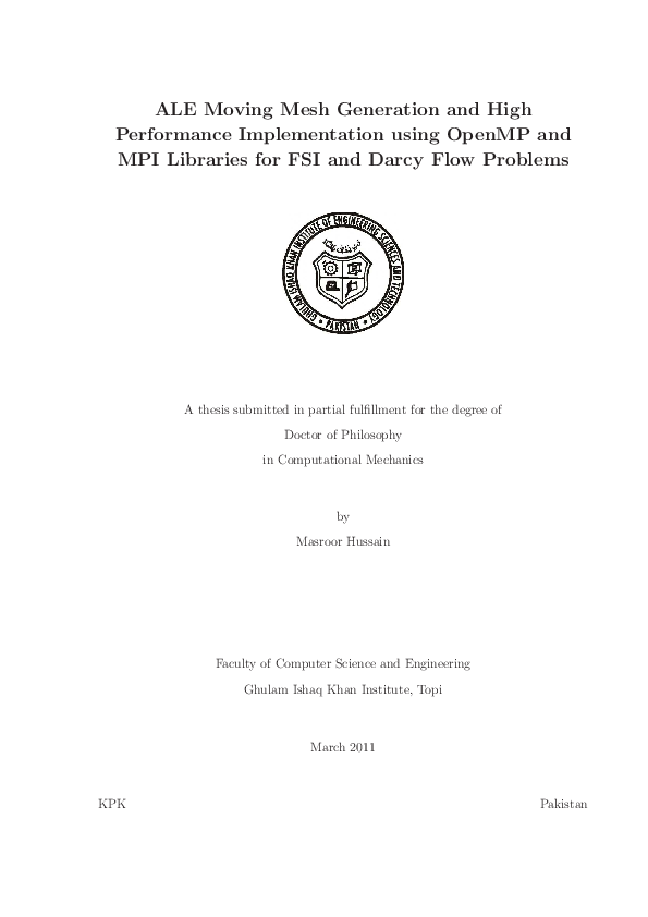 Pdf Ale Moving Mesh Generation And High Performance Implementation Using Openmp And Mpi