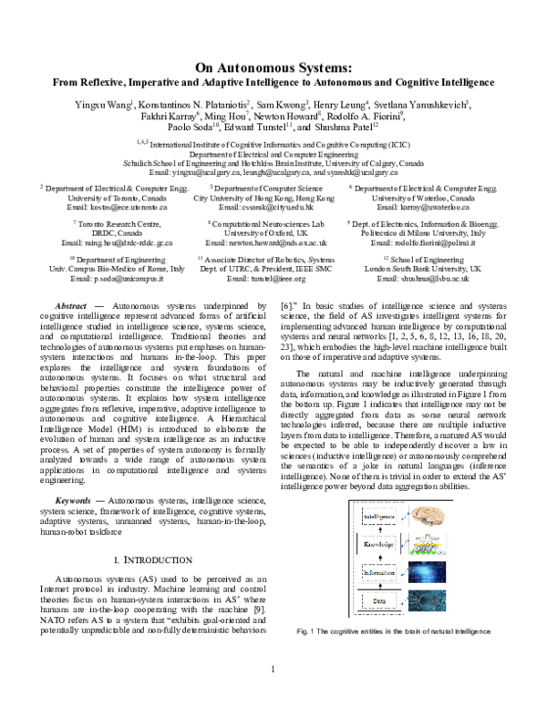 (PDF) On Autonomous Systems: From Reflexive, Imperative and Adaptive ...