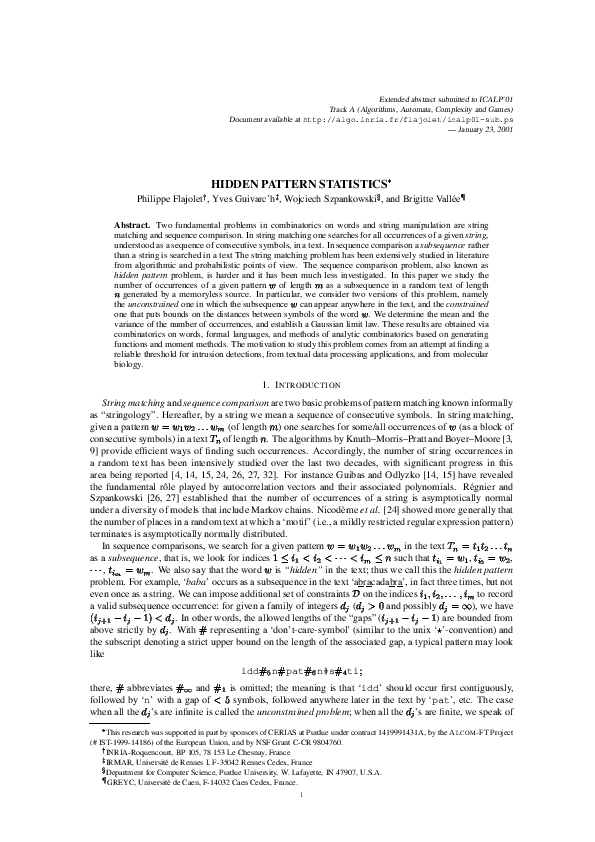 (PDF) Hidden Pattern Statistics