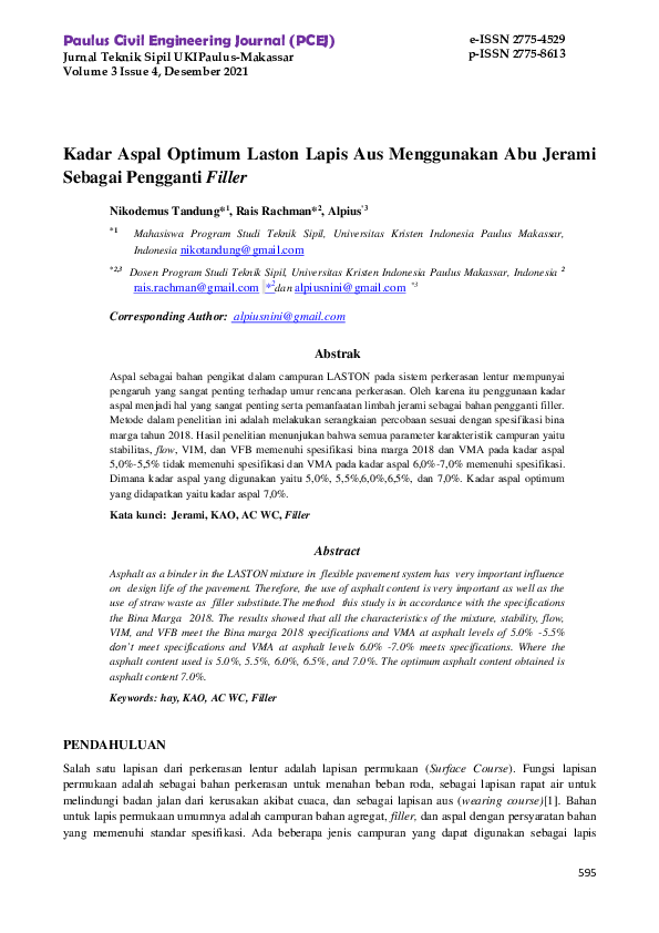 (PDF) Kadar Aspal Optimum Laston Lapis Aus Menggunakan Abu Jerami ...