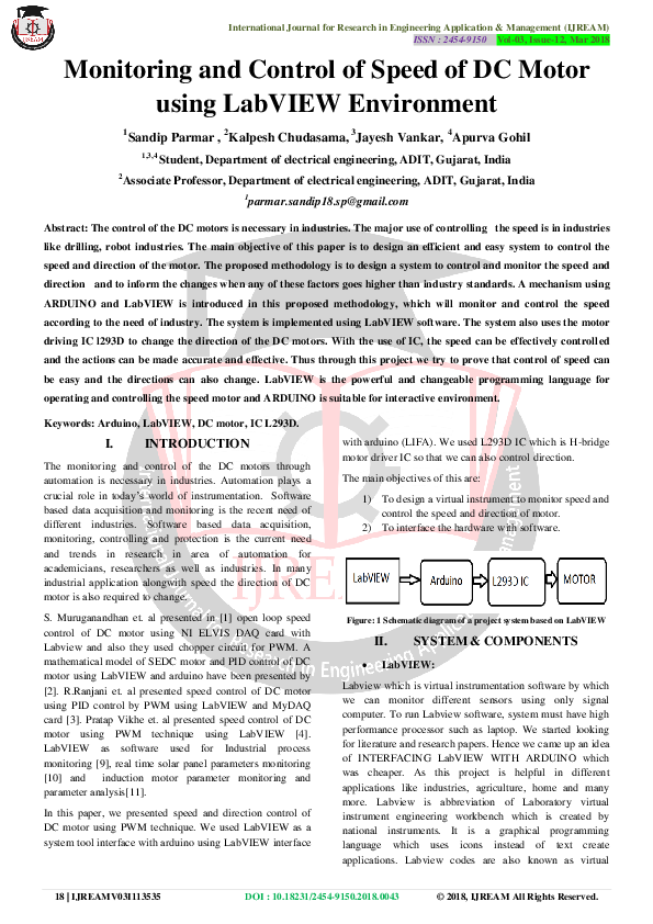 (PDF) Monitoring and Control of Speed of DC Motor using LabVIEW Environment