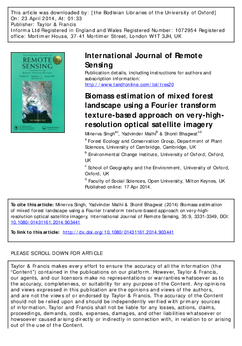 Pdf Biomass Estimation Of Mixed Forest Landscape Using A Fourier Transform Texture Based