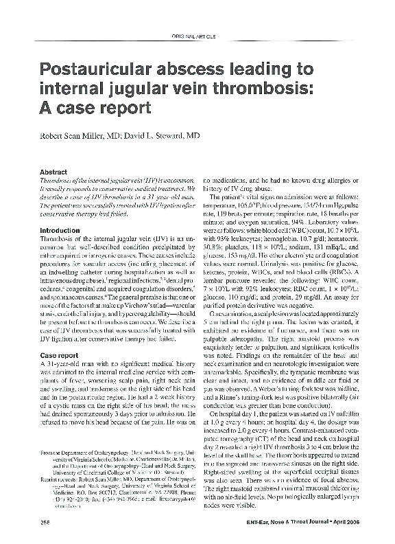 (PDF) Postauricular Abscess Leading to Internal Jugular Vein Thrombosis ...