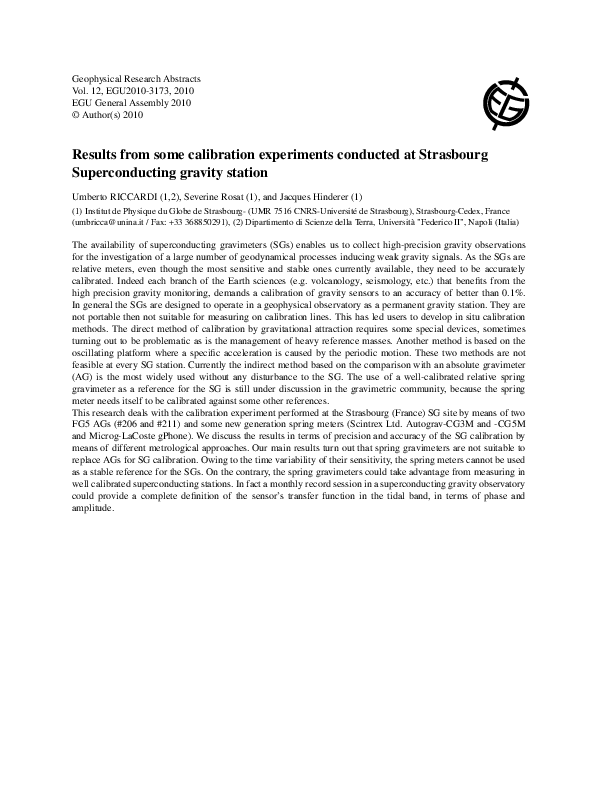 (PDF) Results from some calibration experiments conducted at Strasbourg ...