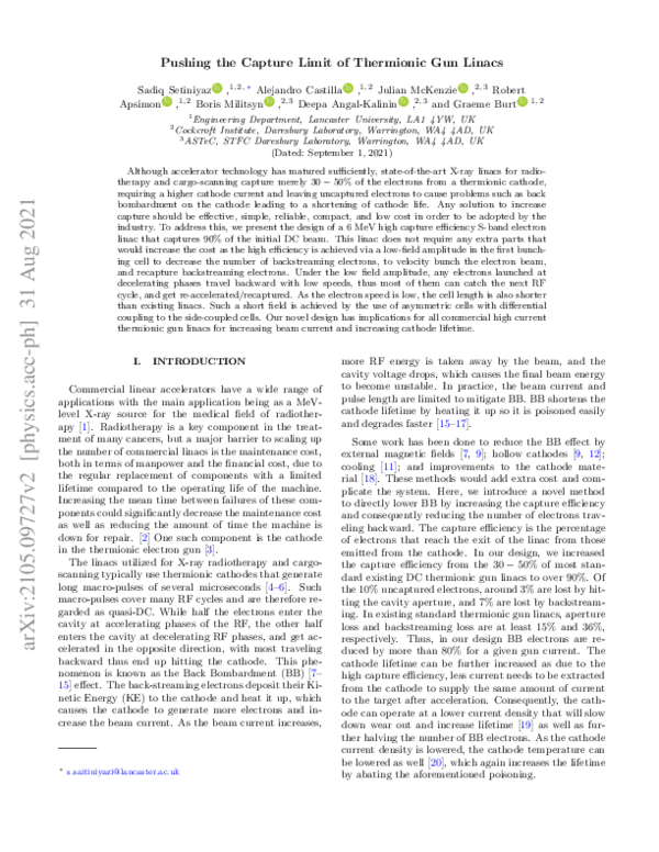 (PDF) Pushing the capture limit of thermionic gun linacs