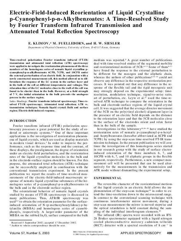 (PDF) Electric-Field-Induced Reorientation of Liquid Crystalline p ...