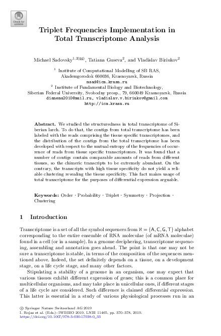 (PDF) Triplet Frequencies Implementation in Total Transcriptome Analysis