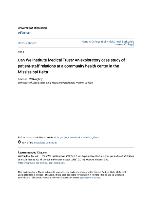 (PDF) Can We Institute Medical Trust? An exploratory case study of ...