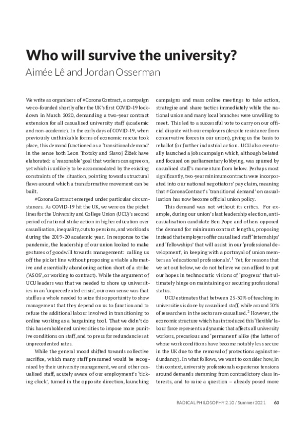 (PDF) Who will survive the university?