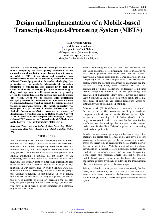 Pdf Design And Implementation Of A Mobile Based Transcript Request 9021