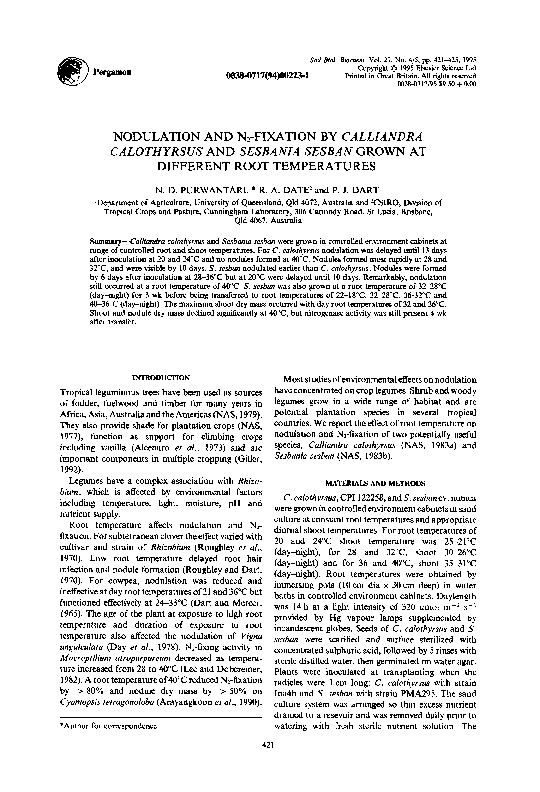 (PDF) Nodulation and N2-fixation by Calliandra calothyrsus and Sesbania ...