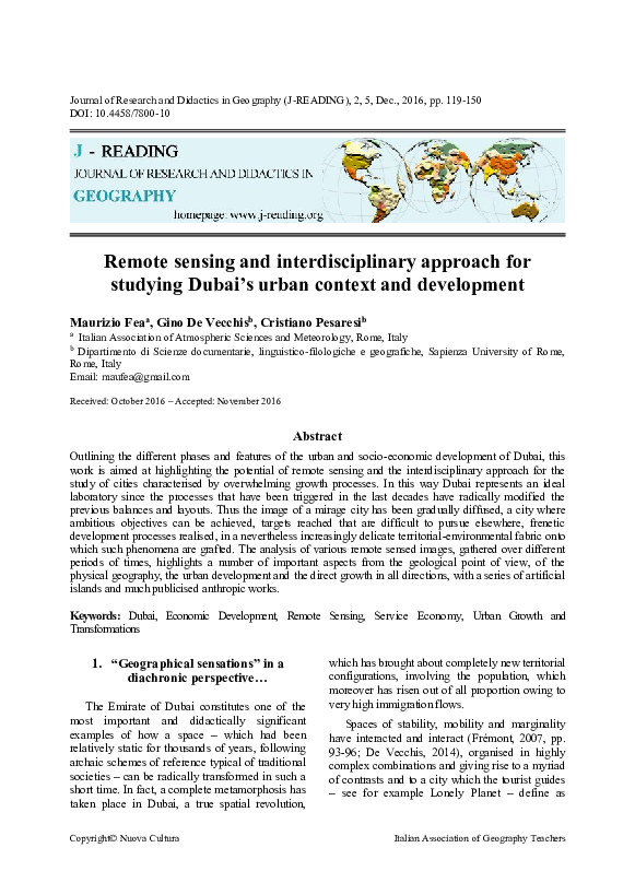 (PDF) Remote sensing and interdisciplinary approach for studying Dubai ...
