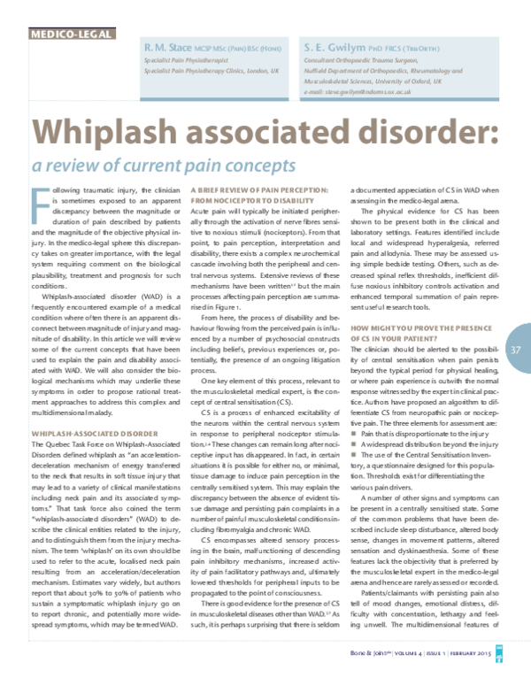(PDF) Whiplash associated disorder