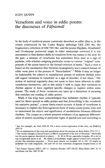 (PDF) Verseform and voice in eddic poems: the discourses of Fáfnismál