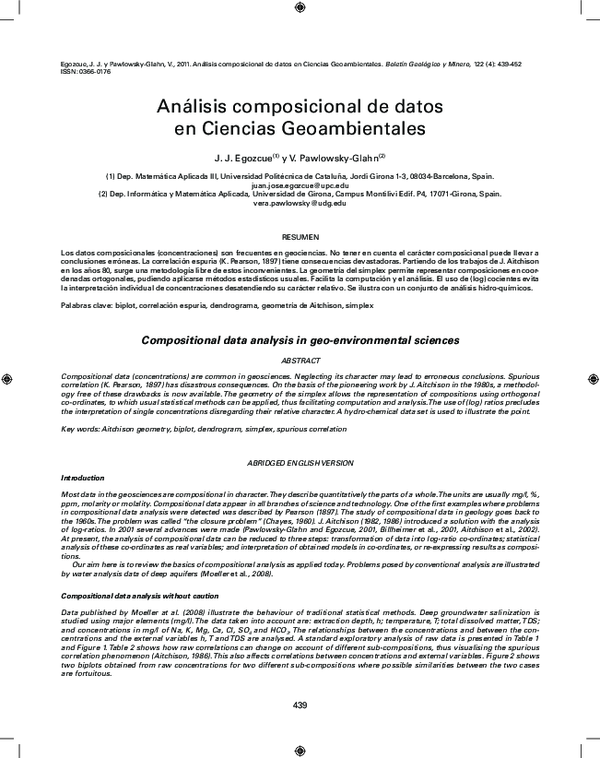 (PDF) Análisis composicional de datos en ciencias geoambientales