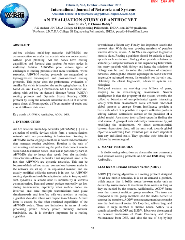 (PDF) An Evaluation Study of Anthocnet