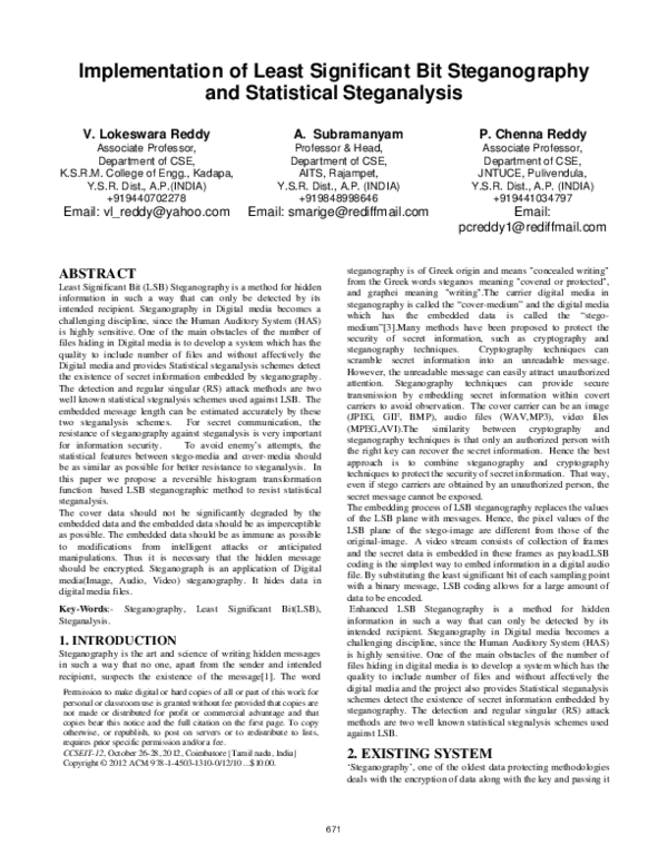 (PDF) Implementation of Least Significant Bit Steganography and ...