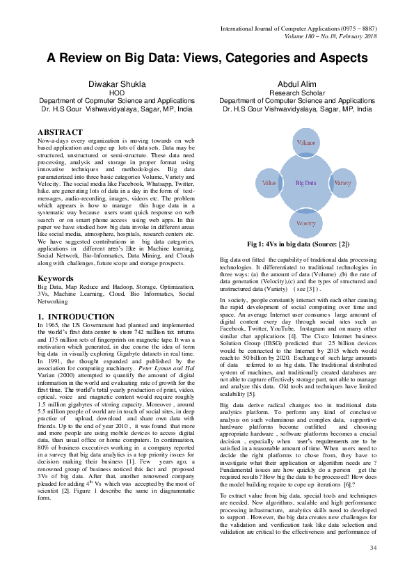 (PDF) A Review on Big Data: Views, Categories and Aspects | Abdul Alim ...