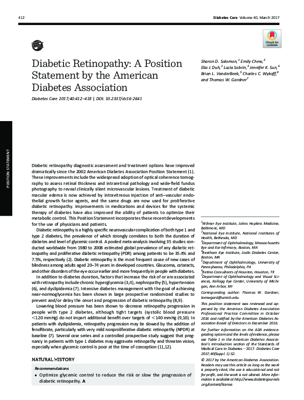 (PDF) Diabetic Retinopathy: A Position Statement by the American ...